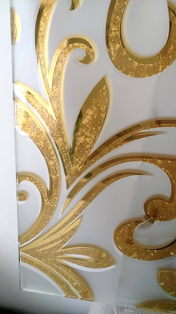 New Design Type Golden Color Acid Etched Glass For Interiors Decoration ...