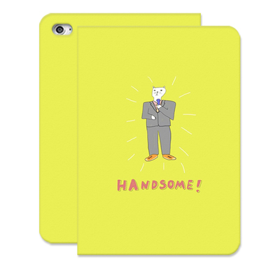 第2件半价插画iPad保护壳HANDSOME!苹果三折360旋转亚克力笔槽pro13寸112.9air610.9mini磁吸平板套华为壳