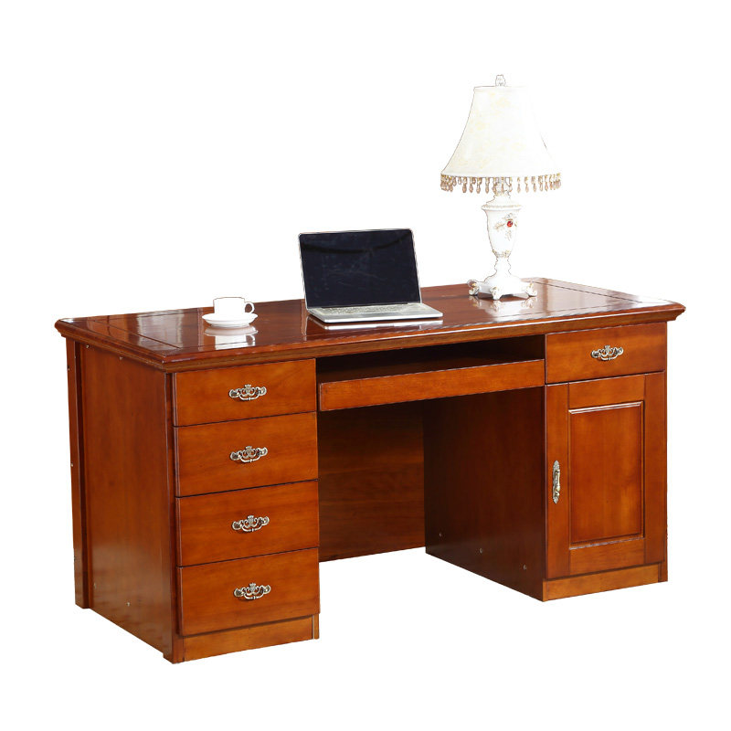 美式纯香樟木实木书桌实木奢华型电脑桌办公写字桌欧式全实木家具_虎窝淘