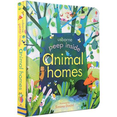 【送音频】英文原版Peep Inside Animal Homes动物之家Usborne尤斯伯恩偷偷看里面系列儿童英语益智早教启蒙绘本纸板翻翻洞洞书