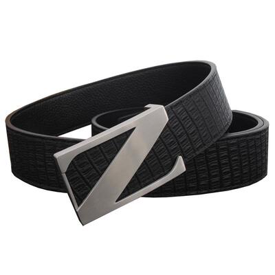 男士平滑扣刻字金属皮带