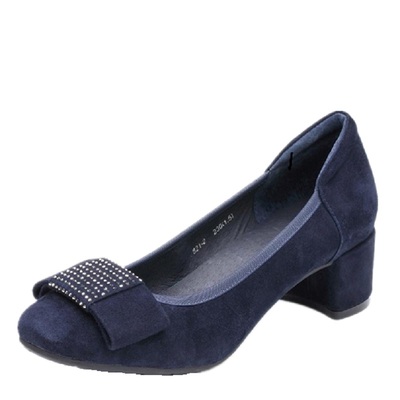 BATA拔佳2018闪钻蝴蝶结粗跟单鞋