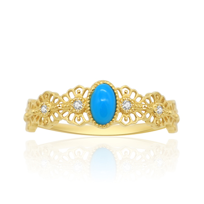 蓝松石钻石复古轻奢18K金戒指