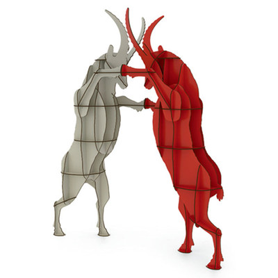 法国Ibride愤怒的山羊书柜公羊书架动物置物架cd收纳架样板房摆件