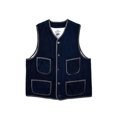 IndigoWhale 剑道刺子面料蓝染Sashiko四袋布朗马甲Browns Beach