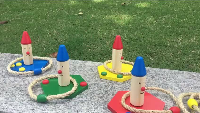 Ring Toss Wooden Indoor And Outdoor Active Toy Garden Quoits Set Rope ...