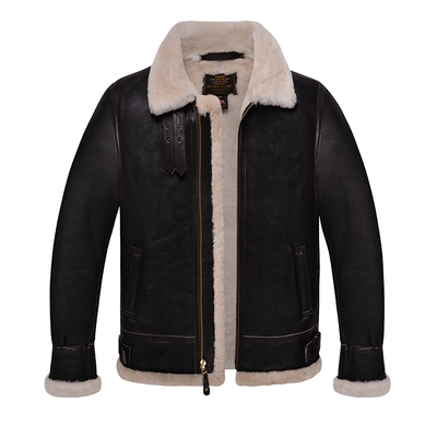 进口cockpit绵羊飞行保暖皮茄克