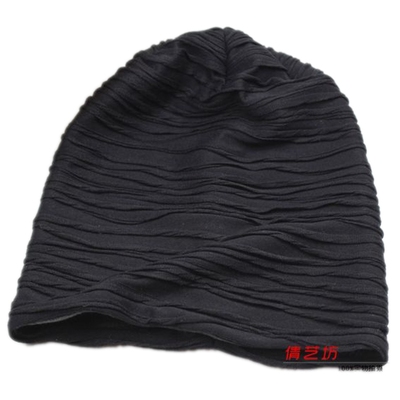 帽子女秋冬套头帽挡风布光头巾布帽韩版时尚堆堆帽骑车保暖针织帽