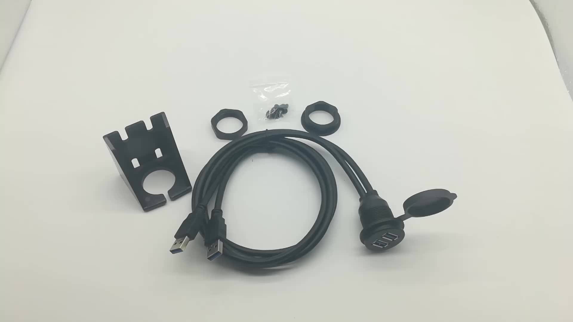 Square Round Snap Panel Mount Usb 3.0 Female Dash-mount Adapter For Car ...