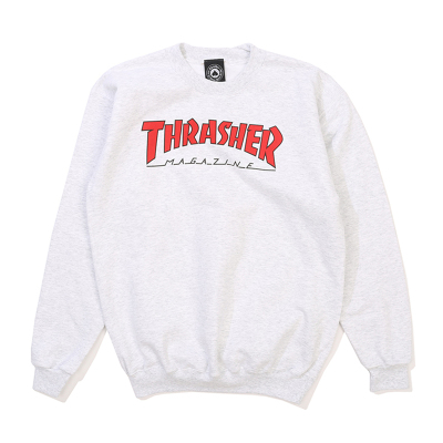 thrasher美版火焰雪花灰红字卫衣