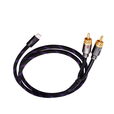 usb-c TypeC手机Lightning转RCA双莲花红白音箱线功放AUX音频线