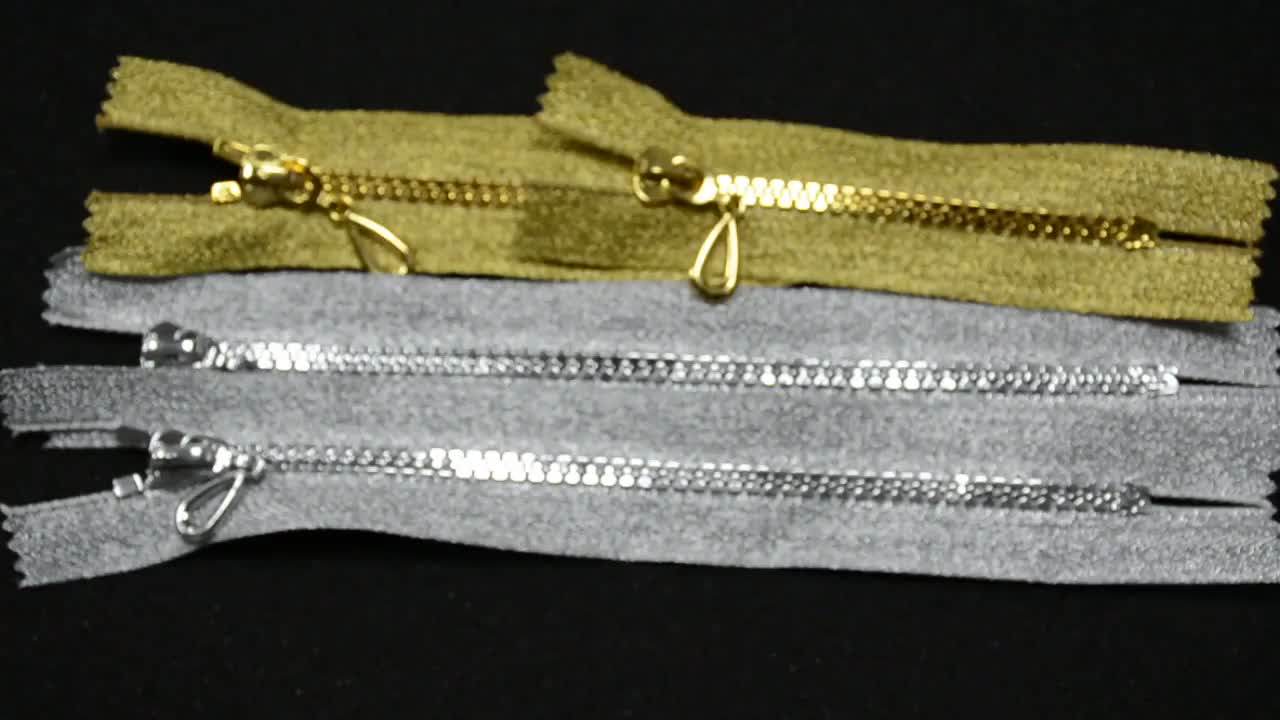 Special Plastic Zipper With Gold Silk Tape Plating Silver Teeth Vislon ...