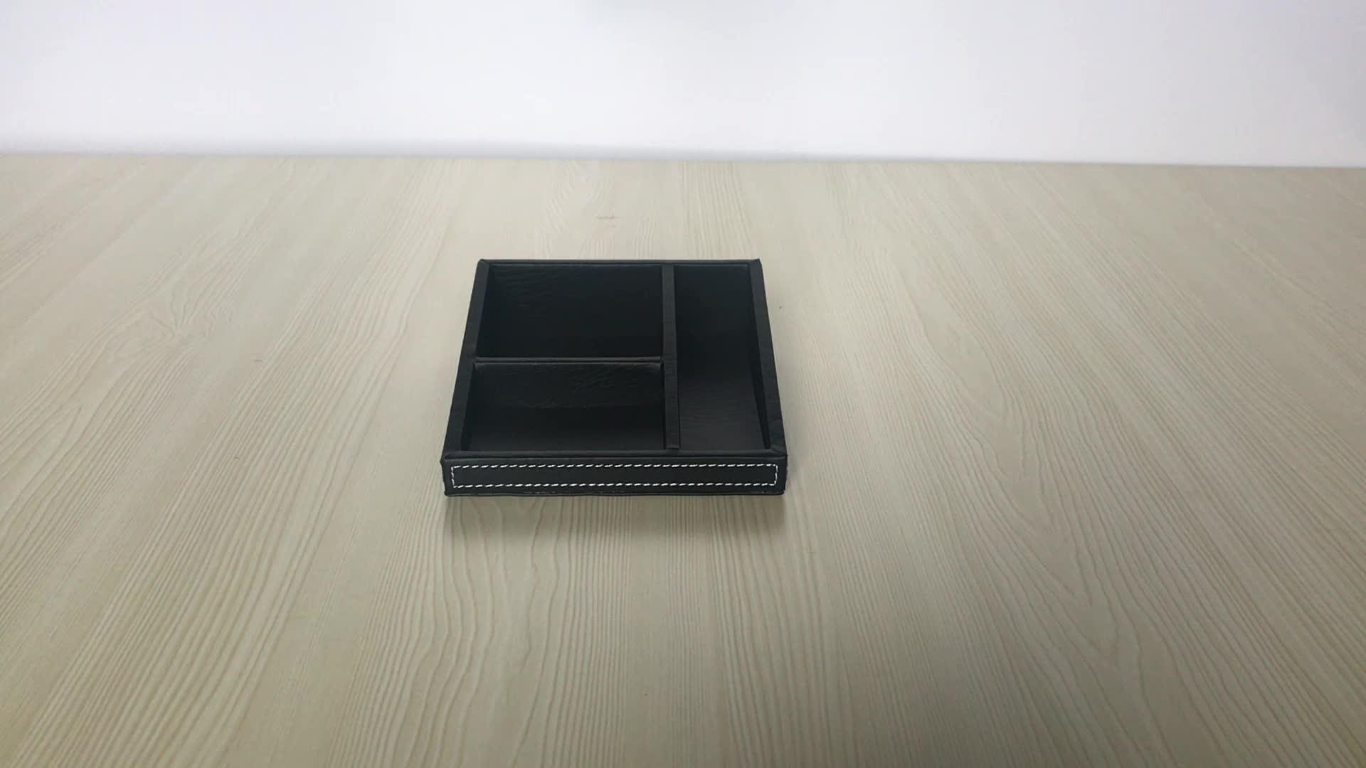 Hotel Supplies Leather Desk Organizer Set Leather Tea Storage Box - Buy ...