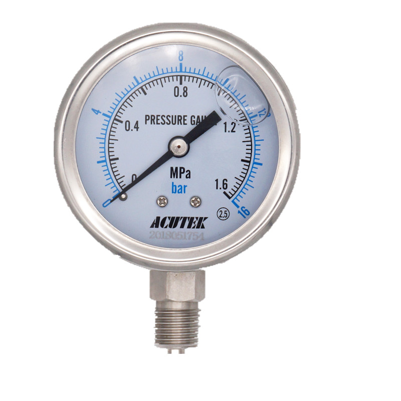 ACUTEK 304不锈钢耐震压力表YN60BF 1.6MPA M14*1.5耐高温压力表_虎窝淘