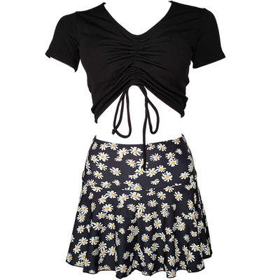 苏拉娜公主小碎花泡温泉分体泳衣