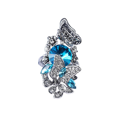 日韩饰品潮人夸张蝴蝶花朵水晶