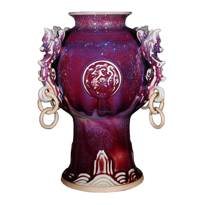 孔家钧窑[四海升平]中国钧瓷摆件东盟博览会送外宾礼物孔相卿监制