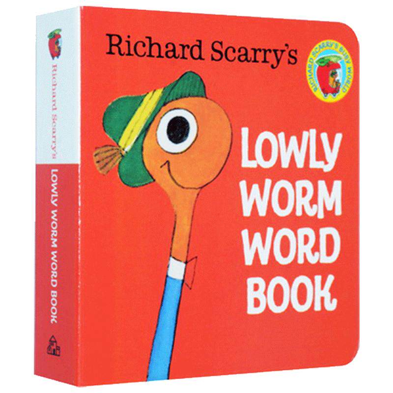 英文原版 Richard Scarry's Lowly Worm Word Book 斯凯瑞幼儿词汇 手掌纸板书 低幼认知启蒙绘本图画书_虎窝淘