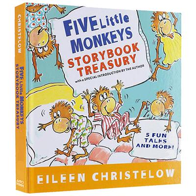 预售 The Five Little Monkeys 五只小猴子英文原版 5个故事精装合辑 廖彩杏书单 儿童精装绘本 热销故事书 jumping on the bed