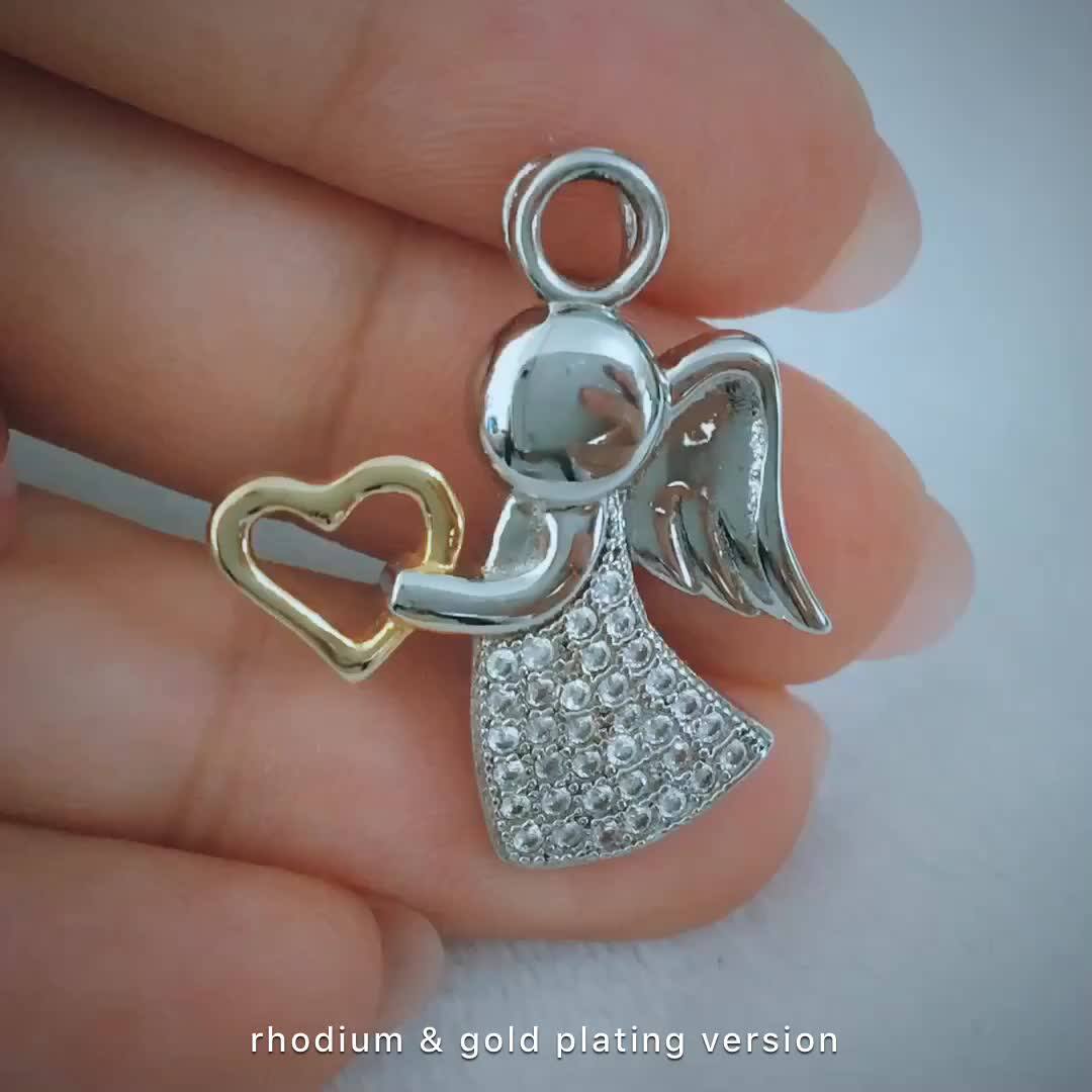 Custom Angel Holding Heart Jewelry 925 Sterling Silver Pendant - Buy ...