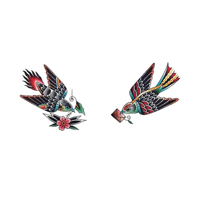 一对欧美手绘复古锁骨潮流纹身贴