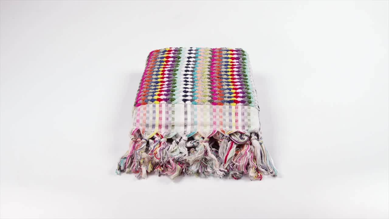 Pop Pom Multi Color Turkish Beach Towel,Very Trendy With Fringe - Buy ...