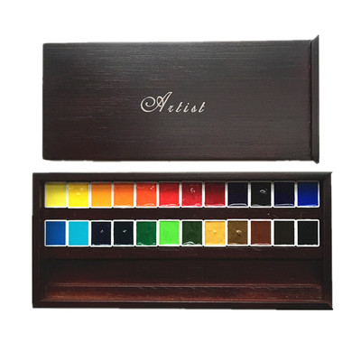 【3天发】美国MG艺术家水彩颜料24色2ml铁盒格子分装