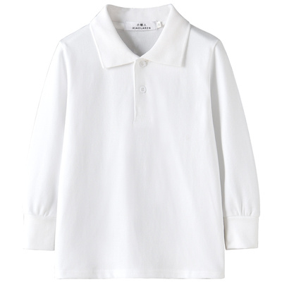儿童长袖白色polo衫纯棉校服t恤
