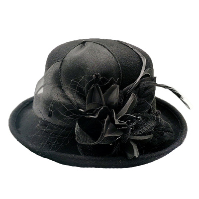 帽子女秋冬卷边羊毛呢时尚优雅潮