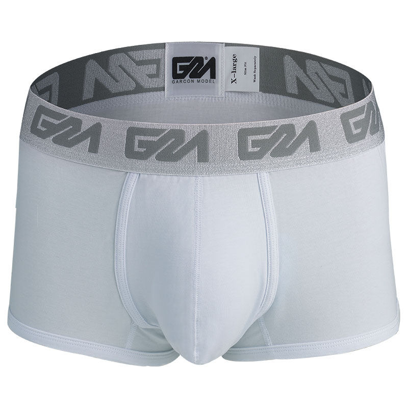GARCON MODEL纯棉品牌男内裤平角裤性感囊袋透气短裤白色四角裤潮_虎窝淘