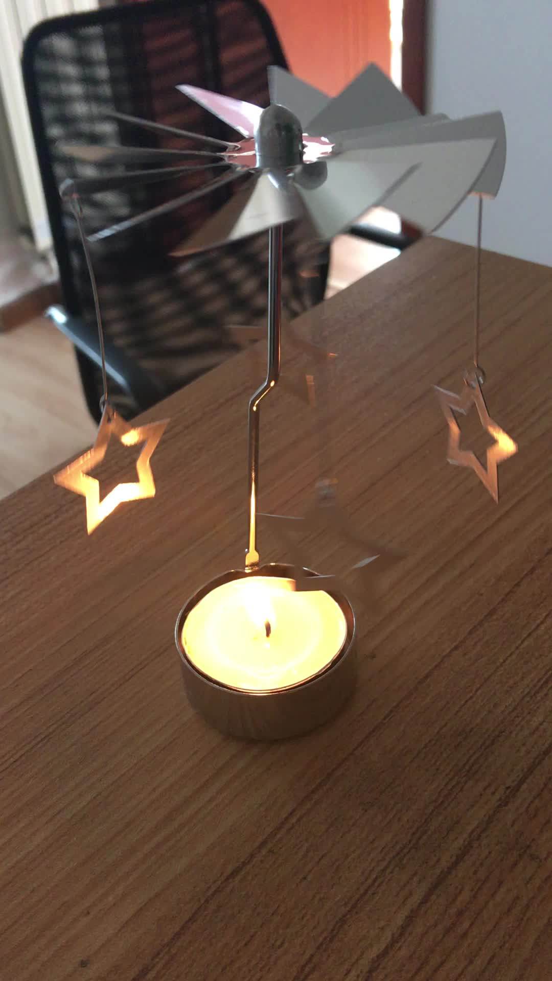 Metal Decorating Rotary Candle Holder Spinning Candle Holder (moon+cat ...
