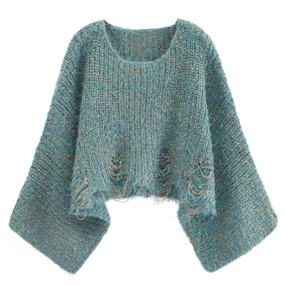 特慵懒舒适时髦少女俏皮套头毛衣