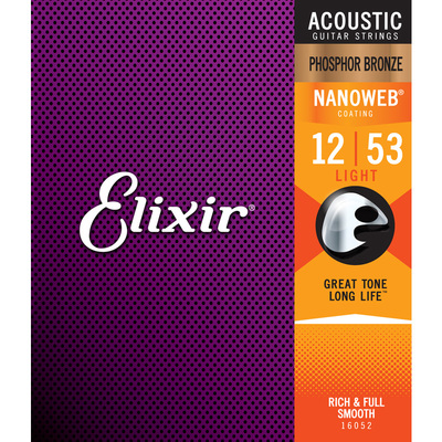 Elixir民谣木吉他polyweb NANOWEB 011 12 13镀膜16052磷青铜琴弦
