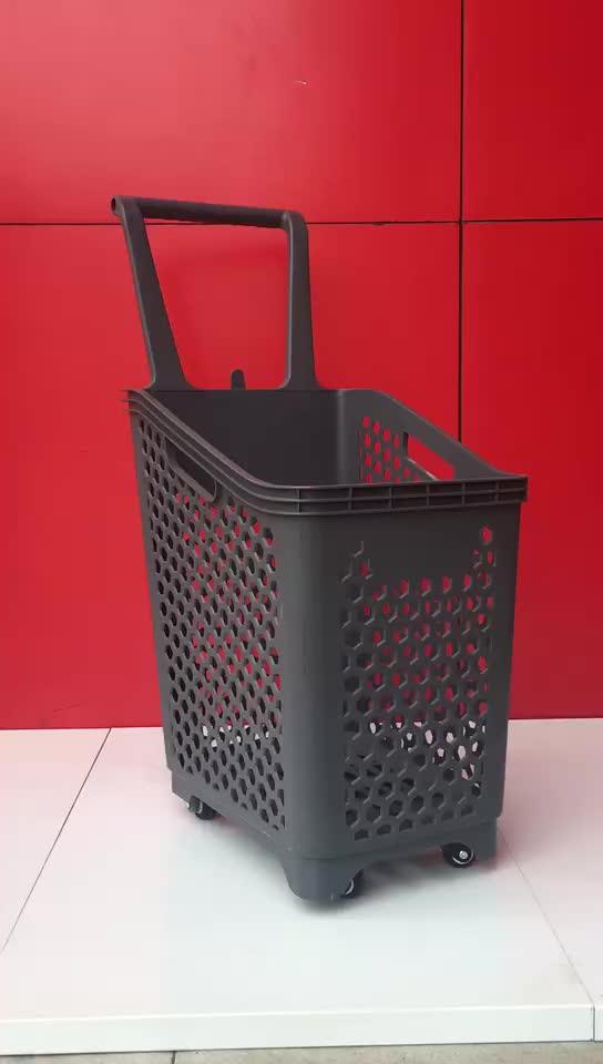 Large Volume Plastic Basket Supermarket Shopping Trolley Hand Push ...