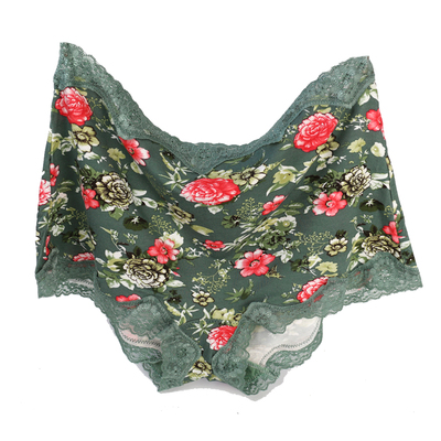 加肥加大码女士高腰内裤 胖mm200斤纯棉印花性感蕾丝无痕平角裤头