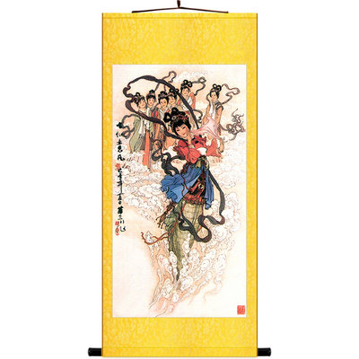 七仙女思凡图卷轴挂画