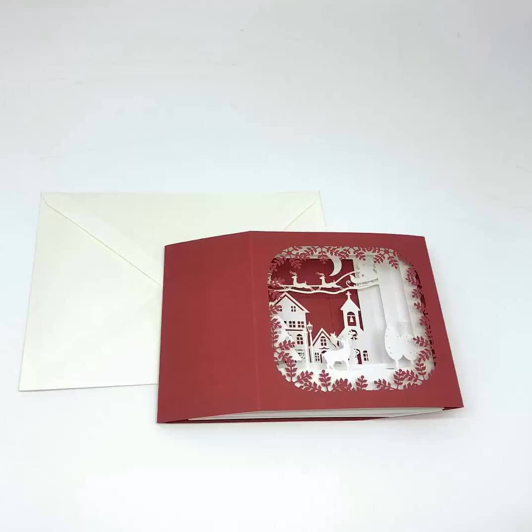 Laser Cut Greeting Christmas Pop Up Card - Buy Pop Up Card,Christmas ...
