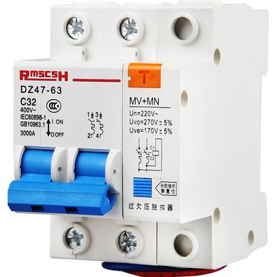 mv+mn跳闸50/63a过欠压保护器