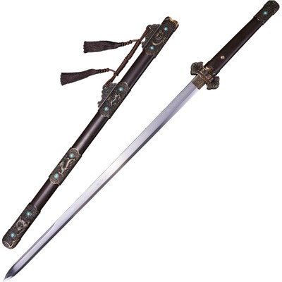 钢质龙纹唐剑泉字号横刀古法烧刃