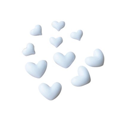 日本白色立体心形美甲饰品