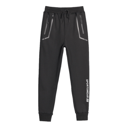 加绒加厚休闲裤加长裤子黑色高腰