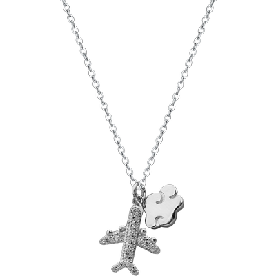 纯银飞机云朵七夕生日礼物锁骨链