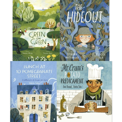 Felicita Sala插画绘本精装4本 英文原版Green on Green/Be a Tree/ Lunch at 10 Pomegranate Street/ Mr. Crum's Potato