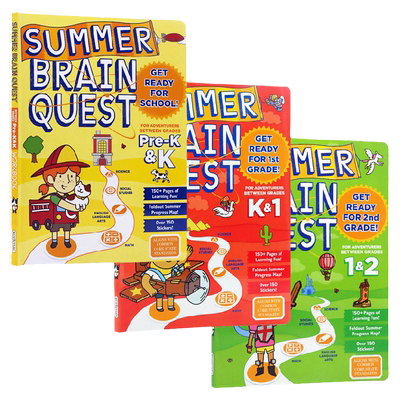 Summer Brain Quest Between Pre-k K-1 1-2三册合售 大脑任务 英文原版 寒暑期练习册 美国学前练习获奖系列 小学教材教辅