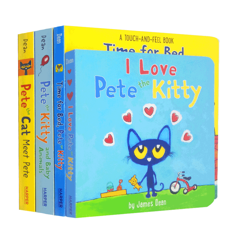 英文原版  4册皮特猫纸板书绘本全套 Pete the Cat系列 3-6岁 低幼儿童启蒙学习英语童书吴敏兰书单petethecat正版书