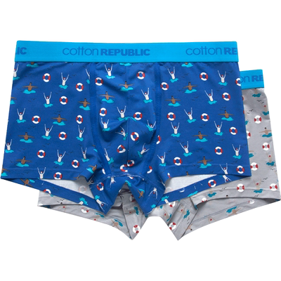 棉花共和国男士时尚灰色平角内裤