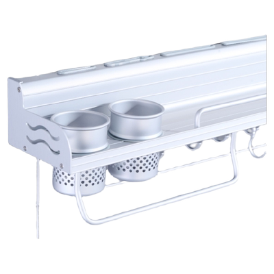 厨房多功能太空铝挂钩打孔置物架