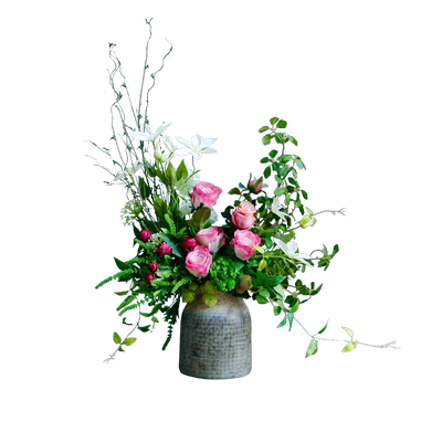 田园自然风高档轻奢玄关仿真花