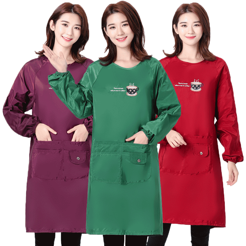 带袖子大人外套防水防油时尚围裙