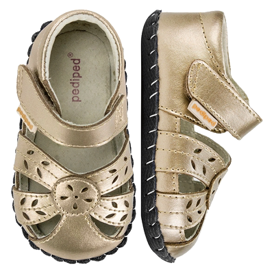 派迪派女宝宝夏季镂空牛皮凉鞋